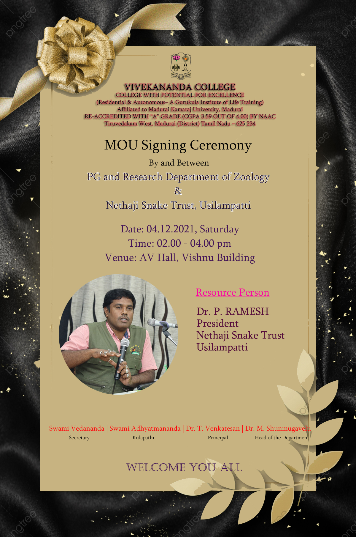 MoU Signing Ceremony – Department of Zoology – Vivekananda College