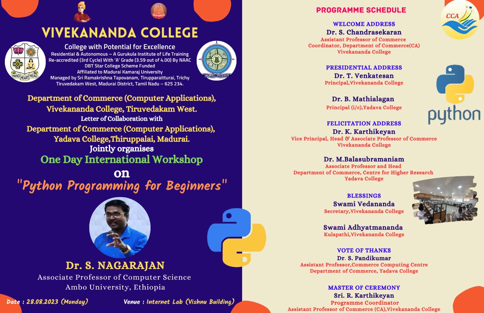 One Day International Workshop on Python Programming for Beginners – Vivekananda College