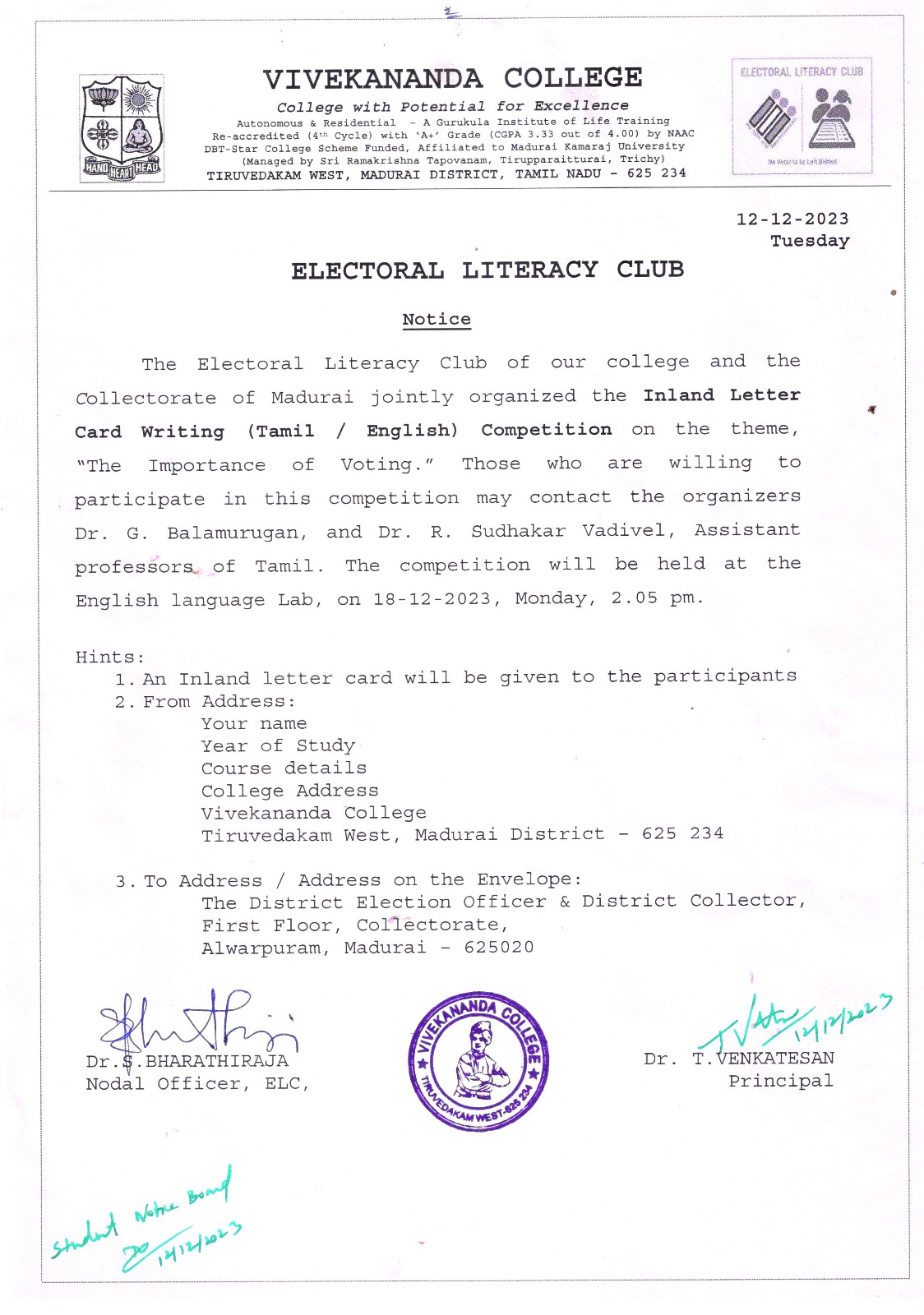 The Importance of Voting – Inland Letter Card Writing Competition ...