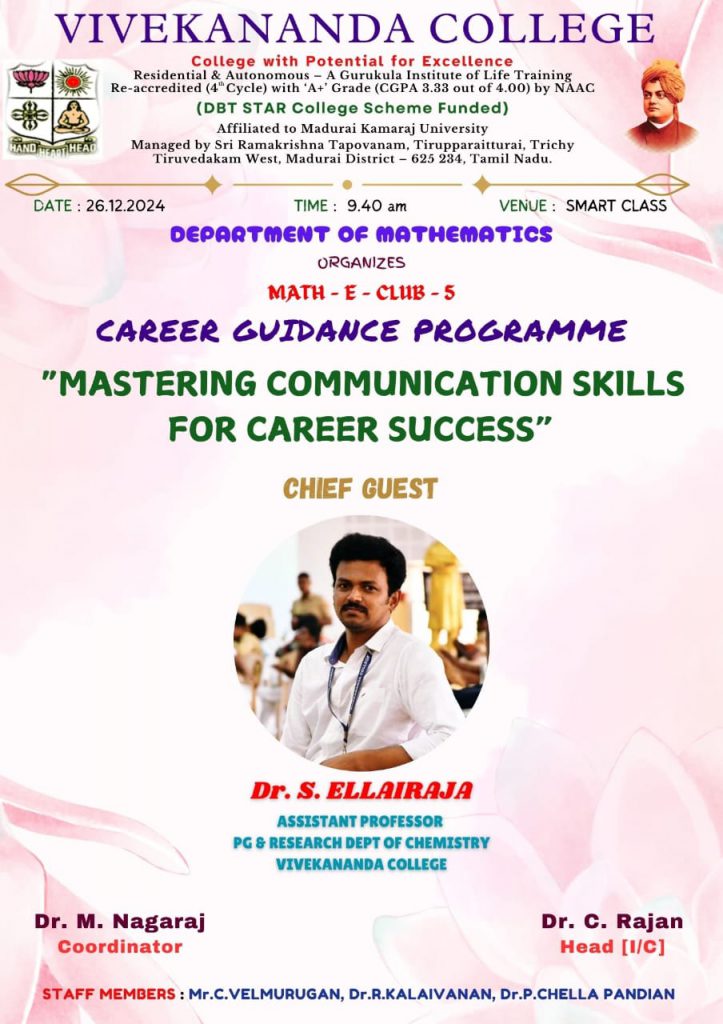 Career Guidance Programme on “Mastering Communication Skills for Career ...